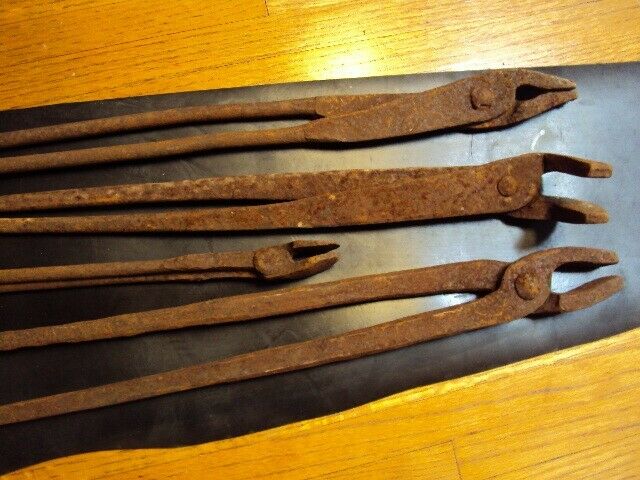 Antique/Vintage Blacksmith Tools Set/4 Tongs Nips Hand Tools -- Antique ...