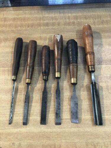 6 Old Vintage Buck Bros Wood Chisels, Gouge Wood Carving Tools ...