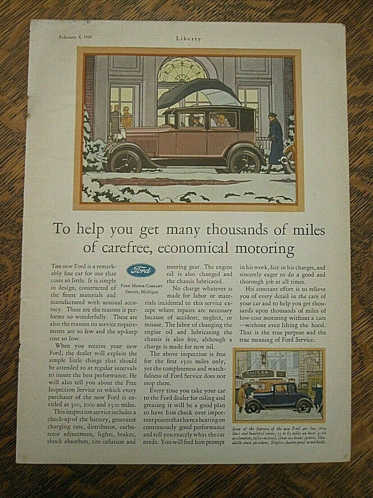 Original 1929 FORD MODEL A car ad-color full page -- Antique Price ...