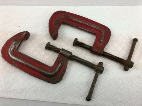 Set of 2 Vintage Judd 2" Iron Clamps Vises Worn Patina RED Pat App For ...
