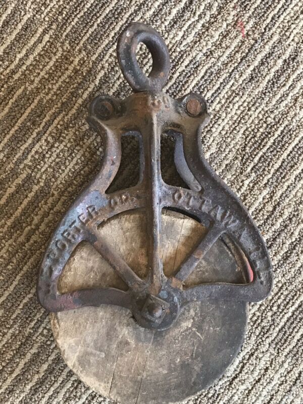 Vintage J.E. Porter CO. Pulley H159 Rustic Primitive Barn Decor Ottawa ...