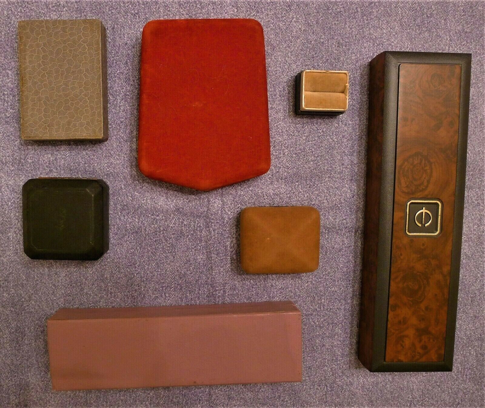 VTG TO ANTIQUE 7 JEWELRY DISPLAY PRESENTATION BOXES VELVET PLASTIC ...