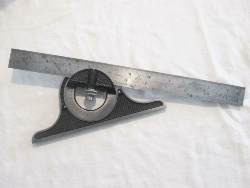 Vintage Starrett Protractor No. 12 and 12" Long Hardened Steel No. 4 ...