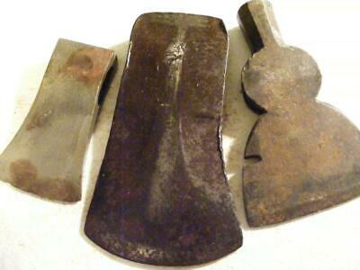 2 HATCHET HEADS ONE AXE HEAD OLD ANTIQUE TOOLS WITH RUST PITTING ...
