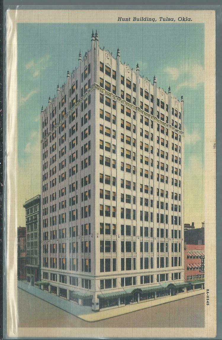 NICE LINEN VIEW OF THE HUNT BUILDING IN TULSA, OK 1940 -- Antique Price ...