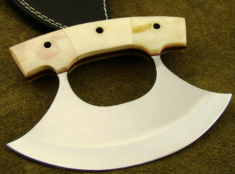 Alistar Beautiful Handmade 440-C Steel ULU Axe With Leather Sheath CM ...
