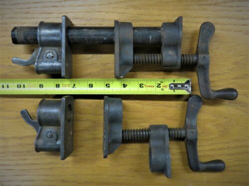 2 Sets 3/4" Heavy Duty Cast Pipe Bar Clamps Made in USA -- Antique ...