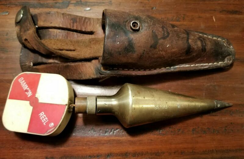 Vintage Seco 16 Brass Plumb Bob With Gammon Reel And Leather Case Antique Price Guide Details Page