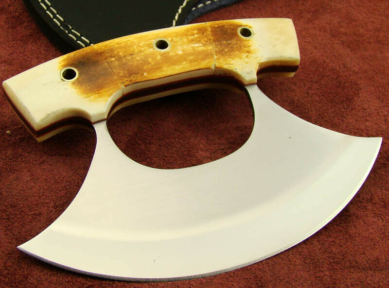 Alistar Beautiful Handmade 440-C Steel ULU Axe With Leather Sheath CM ...