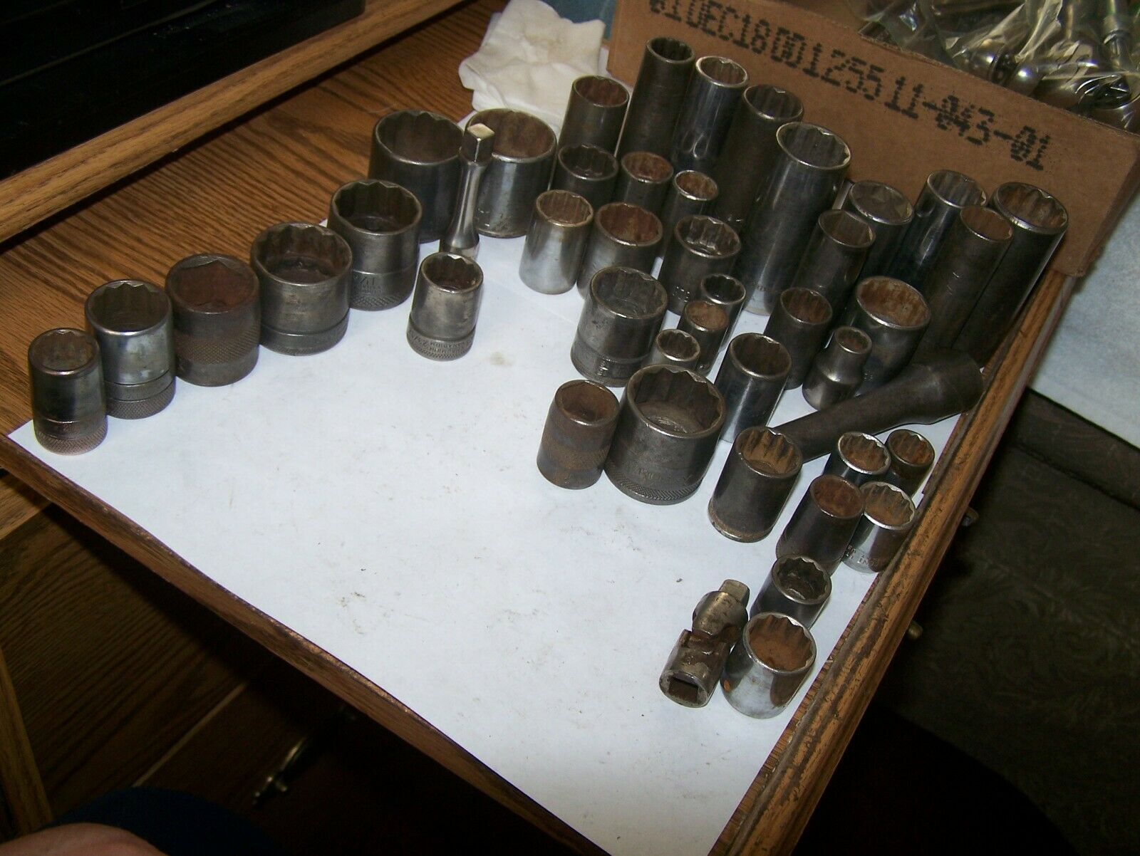 VINTAGE TOOL LOT KNURLED SOCKETS 12 & 6 POINT 1/2 & 3/8 DRIVE 40+ ITEMS ...