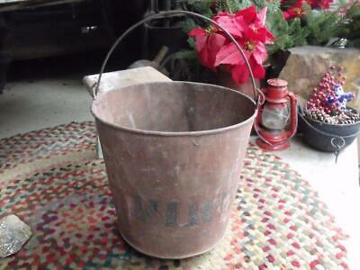 Primitive Antique Steel Round Bottom FIRE Bucket Worn Rustic Red ...