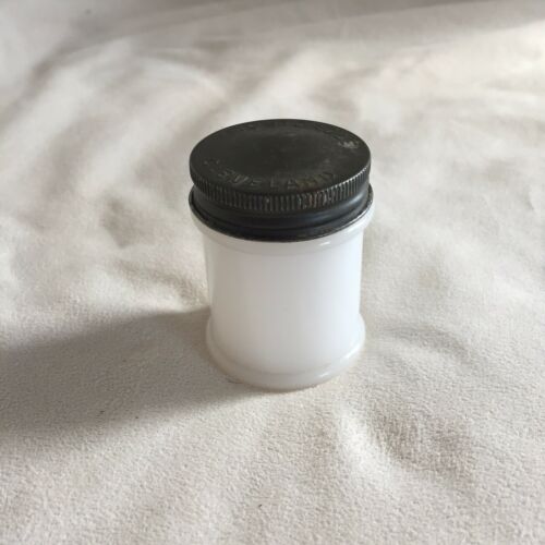 Vintage Musterole Cleveland Medicine Jar Milk Glass Metal Lid EMPTY ...