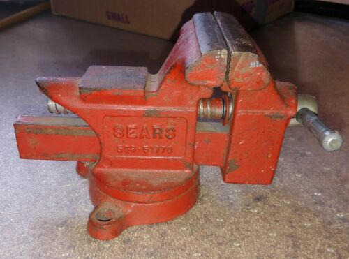 Vintage Sears 506-51770 Bench Vise w/Swivel Base & Anvil Back 3 1/2 ...