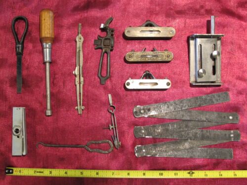 Lots of 12 State Found Antique/Vtg Mix Ruler/Level&.... Carpenter/Farm ...