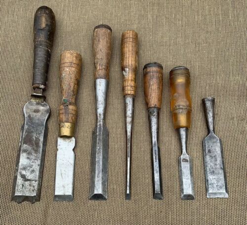 Lot of 7 Vintage Woodworking Chisels Buck Bros Stanley Carpenter Tools ...