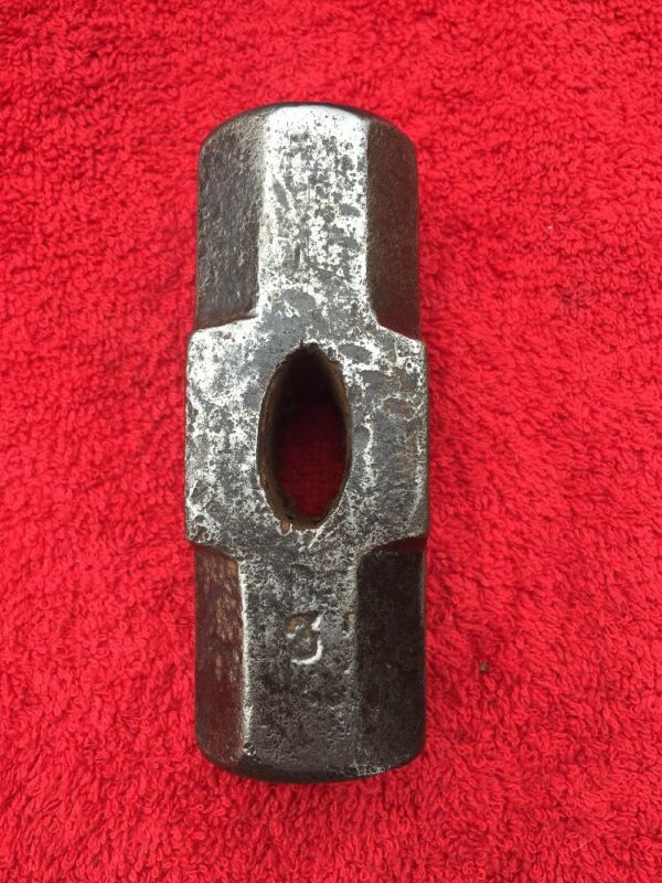 VINTAGE 3 POUND BLACKSMITH''S OR ENGINEERS ONE HAND SLEDGE HAMMER HEAD ...