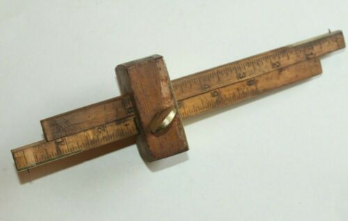 Vintage wood brass scribe marking gauge sliding gauge woodworking tool ...