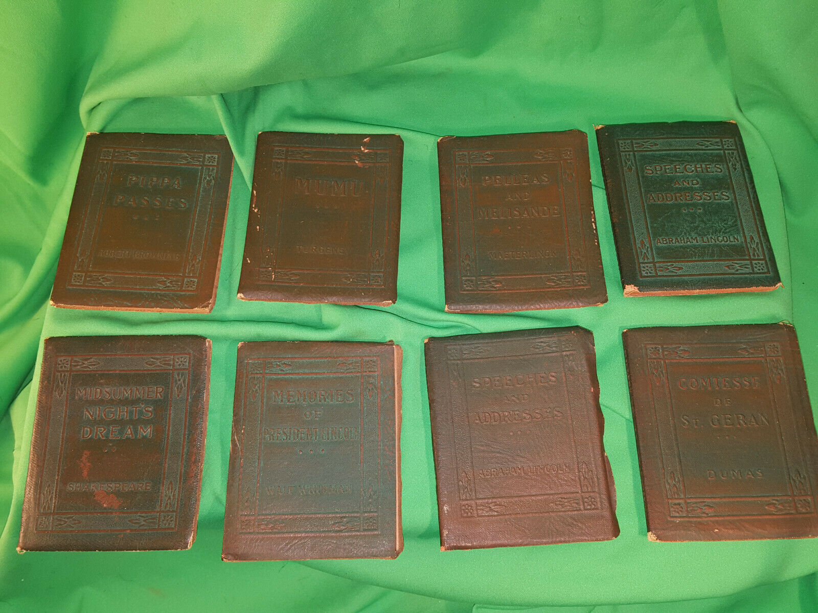 Eight (8) Little Leather Library collection from circa 1920 -- Antique ...