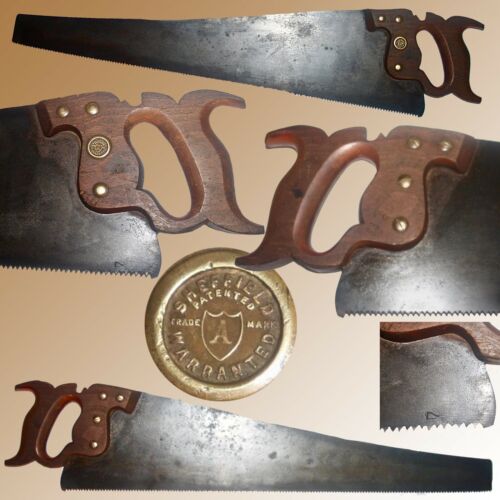 SHEFFIELD WARRANTED ENGLISH 7 PT 26" VINTAGE HAND SAW -- Antique Price ...