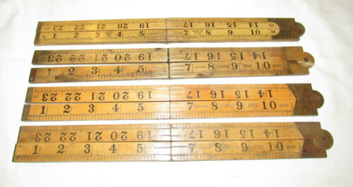 4 Old wooden rulers folding rules old woodworking tools vintage tools ...