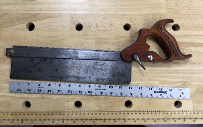 Vintage Uncommon 2 Sided Blade Disston #14 Back Saw W Depth Stop 9 & 13 ...