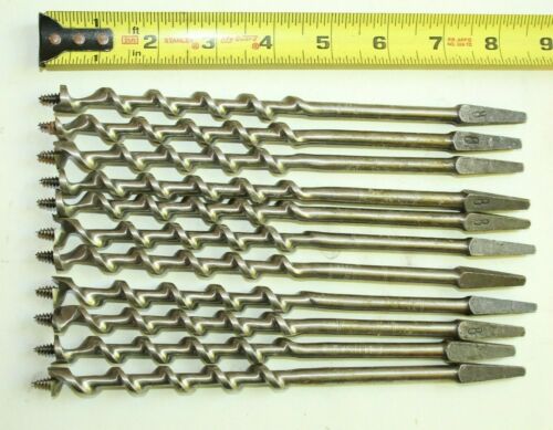 Vintage Lot of 11 Auger bits,The IRWIN Bit BELL SYSTEM No 8 -- Antique ...