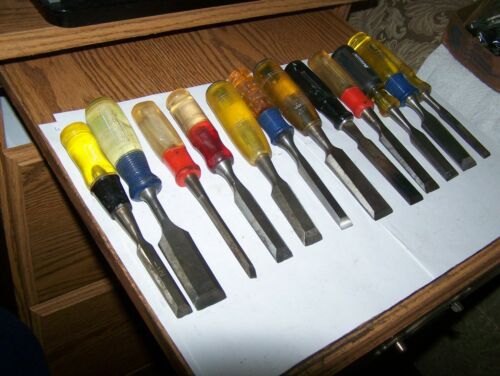 VINTAGE WOOD CHISEL LOT 12 CHISELS STANLEY COAST TO COAST FULLER ...