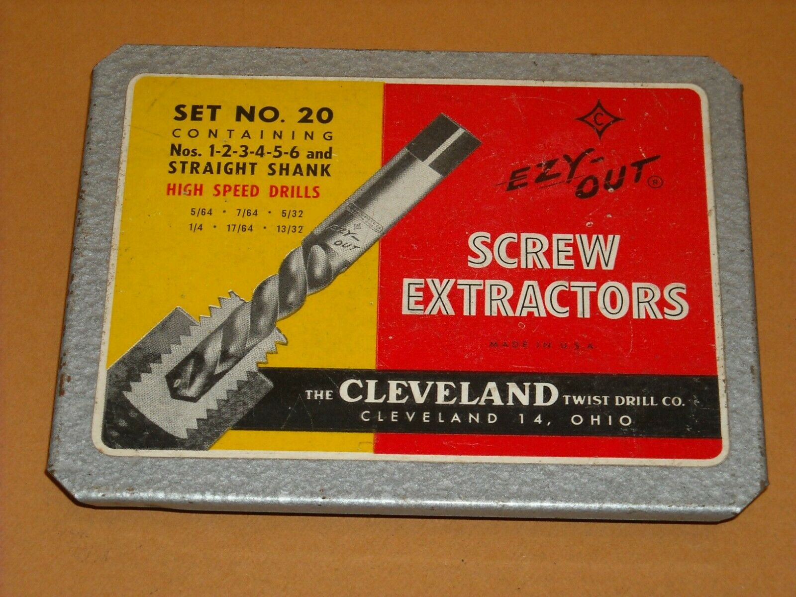 Vintage Cleveland Twist Drill Co. Ezy-Out Screw Extractor Set Metal Box ...