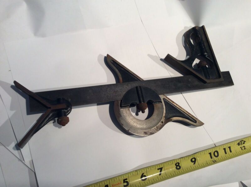 GOODELL PRATT MACHINIST COMBINATION SQUARE, Center Head, Protractor, NO ...