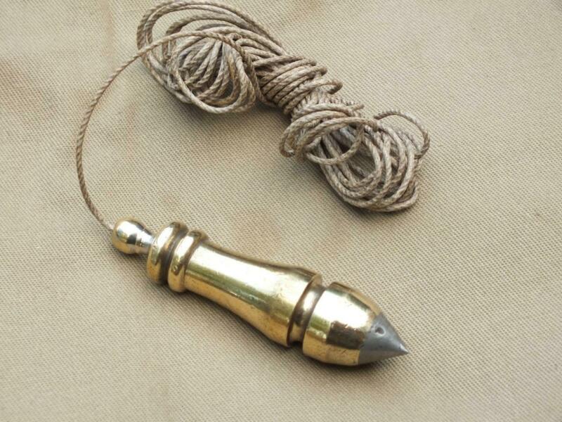 SMALL ANTIQUE 3.5 oz STEEL TIPPED BRASS PLUMB BOB -- Antique Price ...