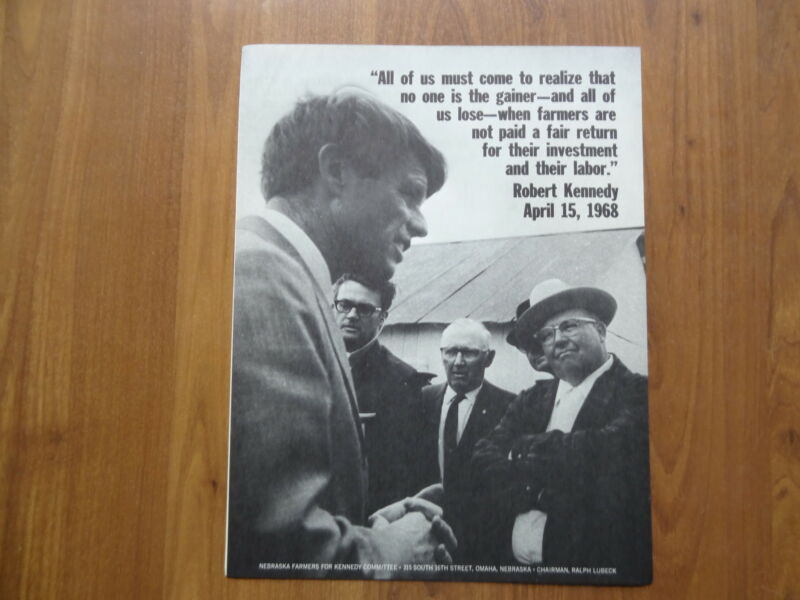 ROBERT F. KENNEDY authentic campaign political hand bill for nebraska ...