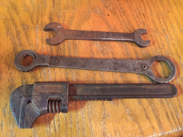 3 Antique Ford And Fordson Marks Tools Ford Ratchet, Adjustable Wrench ...