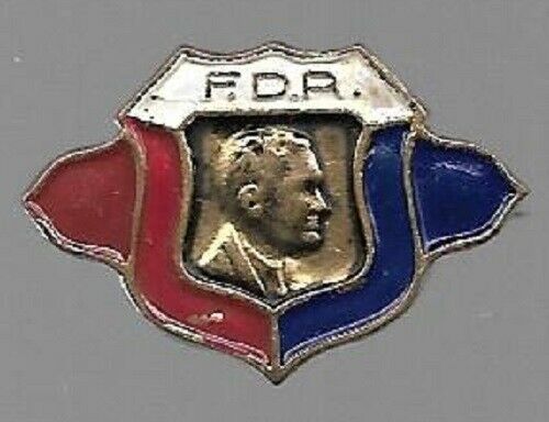 FRANKLIN ROOSEVELT, FDR ENAMEL CAMPAIGN PIN WITH RAISED IMAGE ...