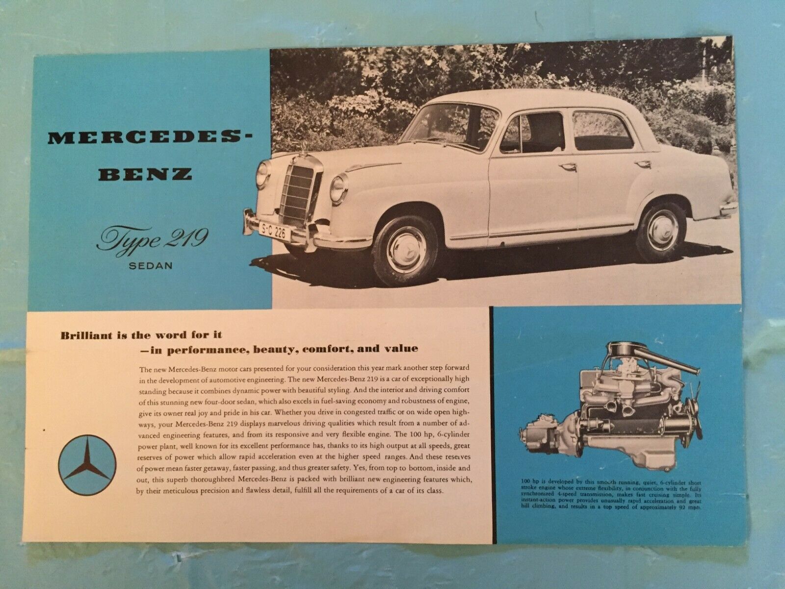 1957 Mercedes-Benz "Type 219 Sedan" Car Dealer Sales Brochure ...
