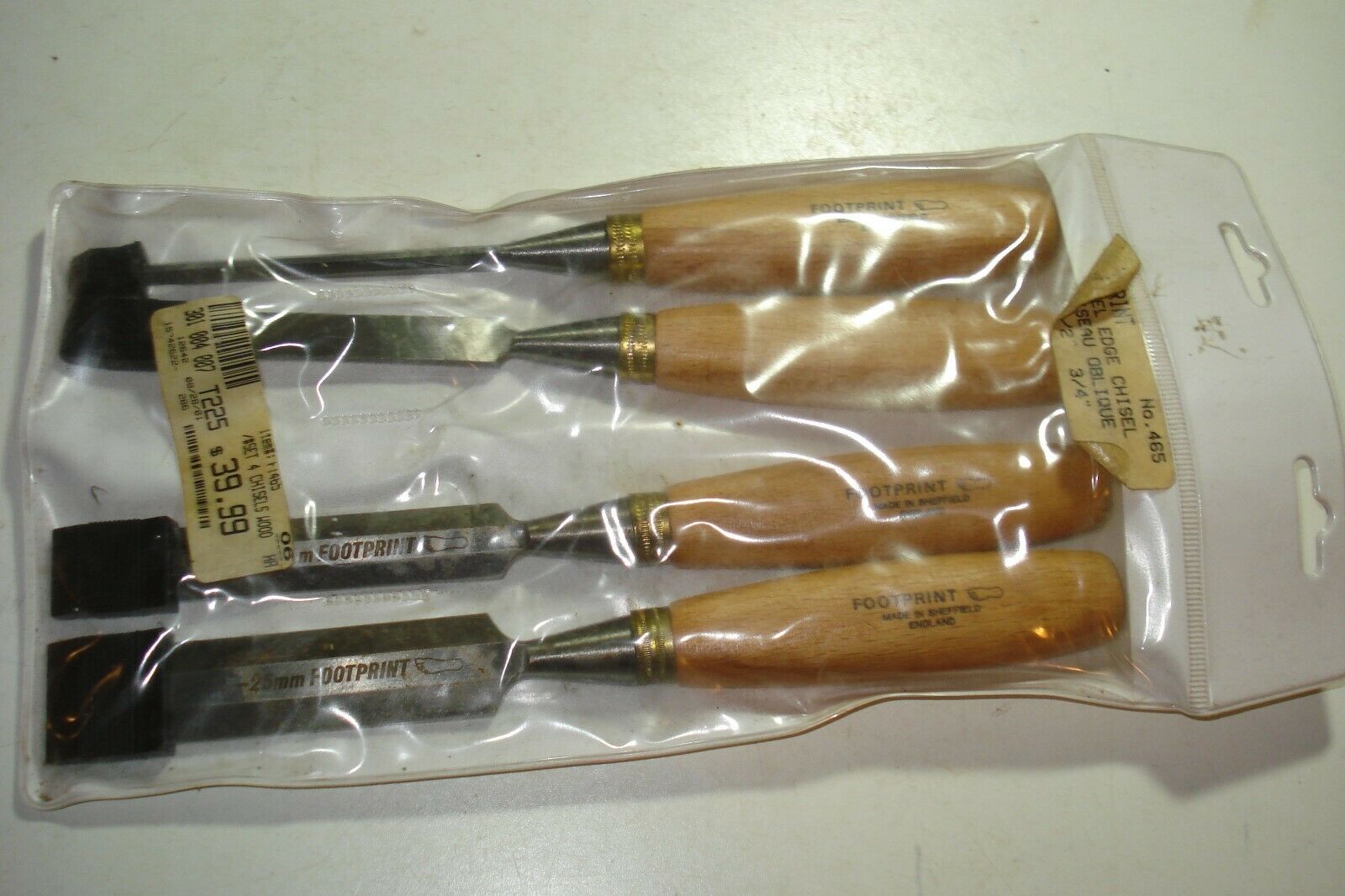 VINTAGE SET OF 4 BEVEL-EDGED CHISELS BY FOOTPRINT -- Antique Price ...