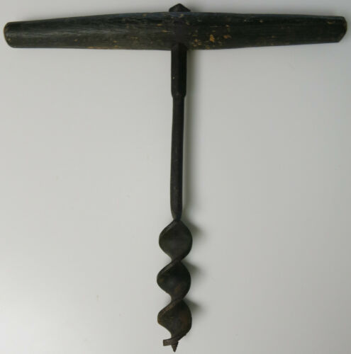Antique Barn Beam Auger 1.25" Diameter Drill Tool Wood T-Handle ...