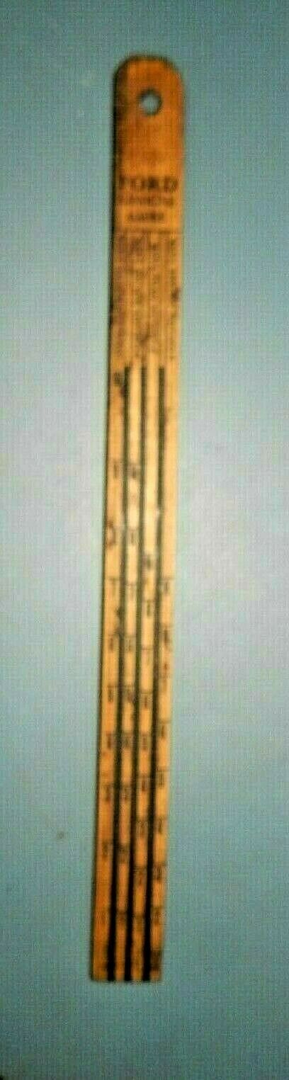 FORD MODEL "T" WOOD MEASURE STICK RULER for GAS TANK w Gallon Measures ...
