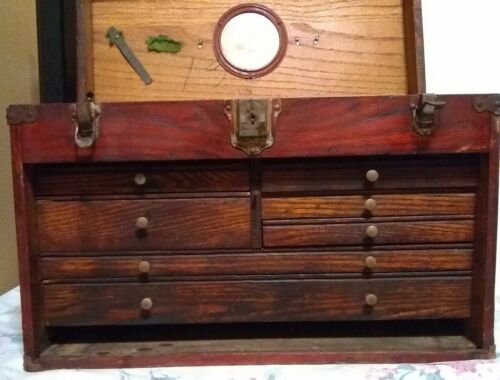Vintage Wooden Machinist Tool Box / Solid Box For Restore -- Antique ...