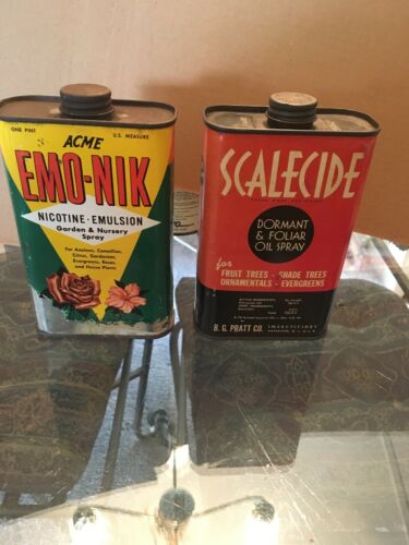 ACME EMO-NIK & SCALECIDE PRATT VINTAGE INSECTICIDES ADVERTISING CANS ...