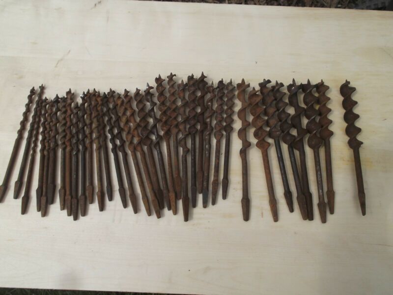 Vintage lot of 35 Auger Bits,Old Carpenter Hand Brace Drill Bits ...