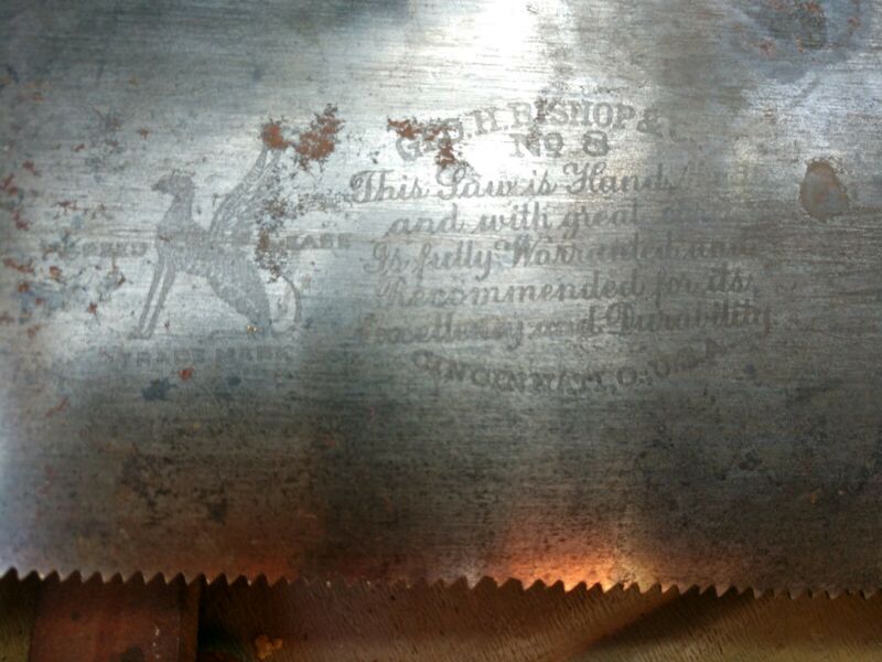 G H Bishop Cincinnati No 8 Hand Saw, Griffin, Nice Etch -- Antique ...