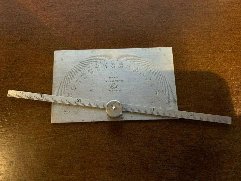 STARRETT No. 493B Machinist Protractor & Depth Gage Rule Scale ...