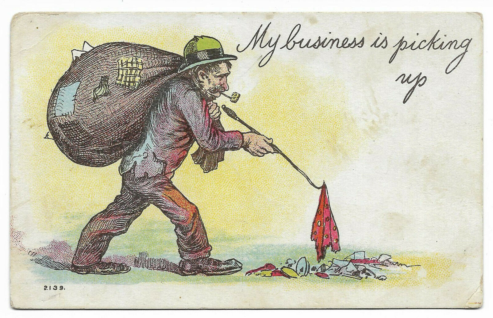 UDB comic postcard 1907, hobo bum, My Business is picking up -- Antique ...