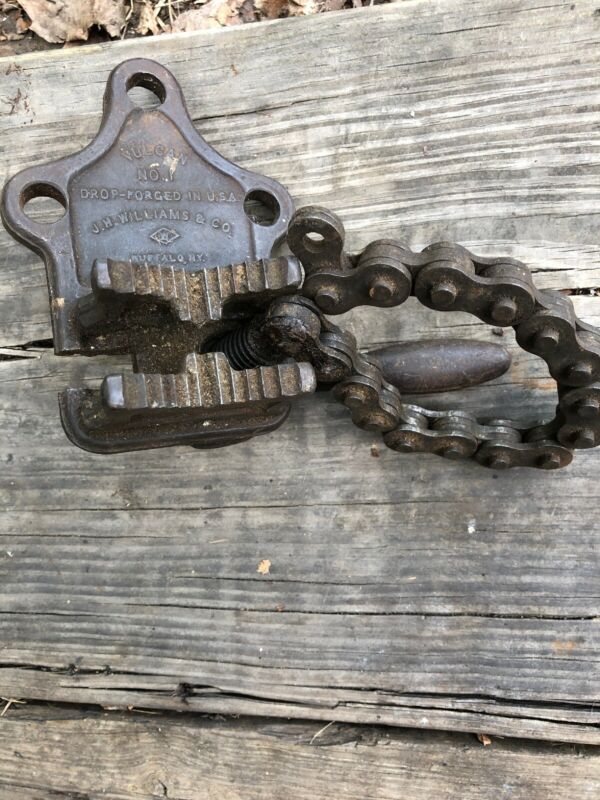Vintage Chain Pipe Vise J H Williams VULCAN No. 1 Pipe Fitter Plumber ...