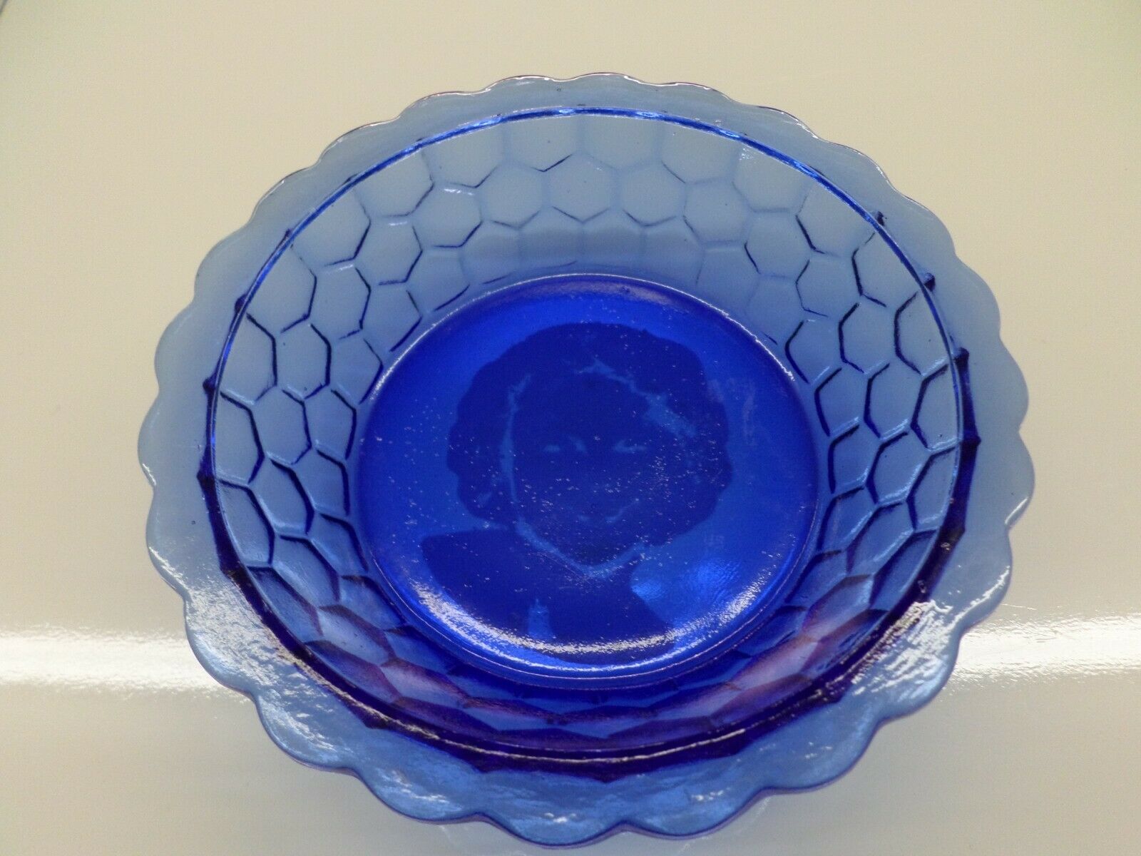 Vintage Cobalt Blue Depression Glass Bowl Shirley Temple Etching Hazel Atlas Antique Price