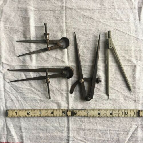 Set Of (4) Vintage Calipers Dividers Measuring Hand Tools -- Antique ...