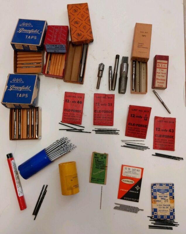 Vintage Machinist''s Assorted Lot Drills & Taps GREENFIELD Cleveland ...