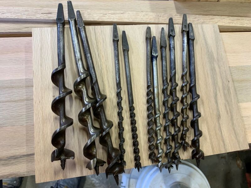 Vintage lot of 15 Auger Bits,Old Carpenter Hand Brace Drill Bits ...