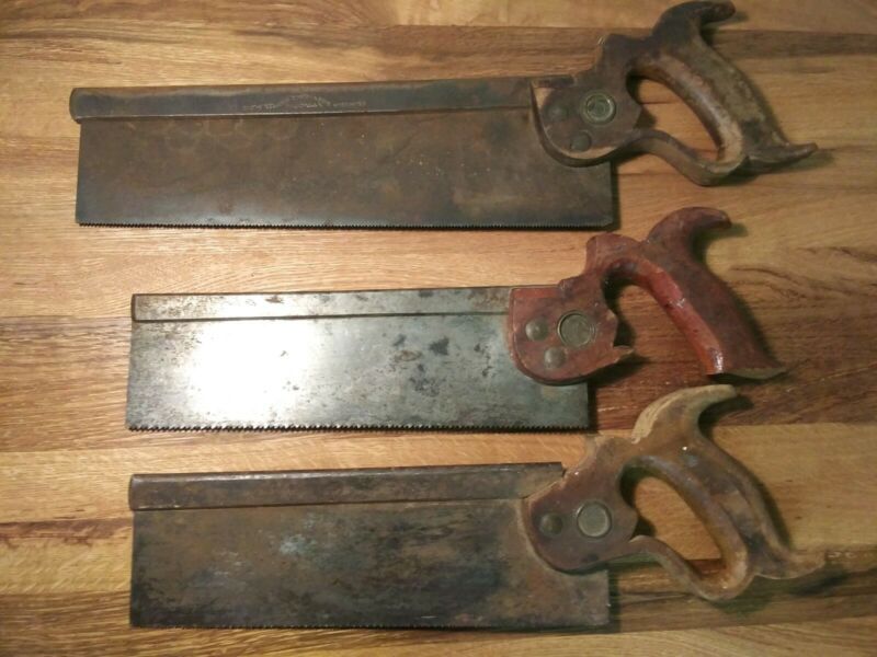 Three Vintage Back Saws -- Antique Price Guide Details Page