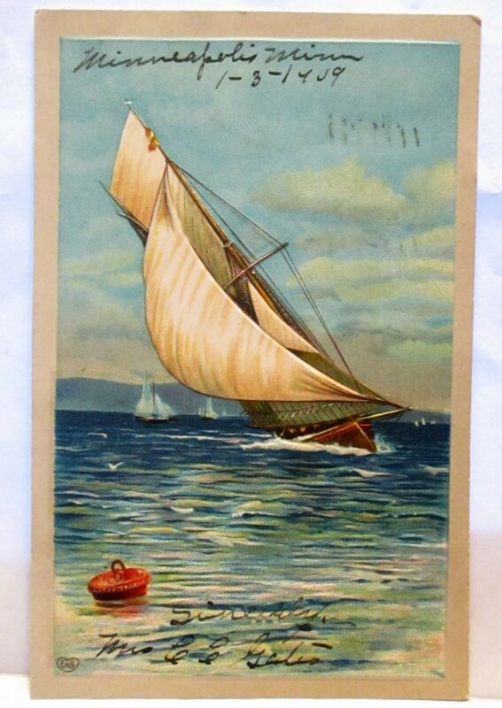 1909 POSTCARD LARGE SAILBOAT -- Antique Price Guide Details Page